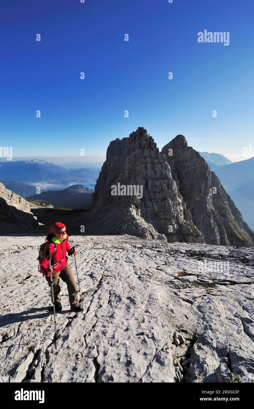 Woman walking towards Third Watzmannkind, Kleiner Watzmann, Second and ...