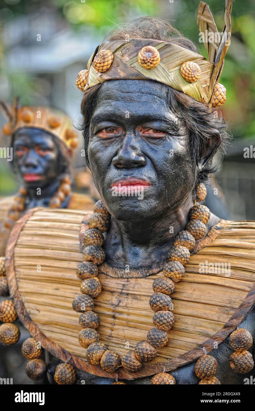 Man painted black at Ati Atihan festival, Kalibo, Aklan, Panay Island ...