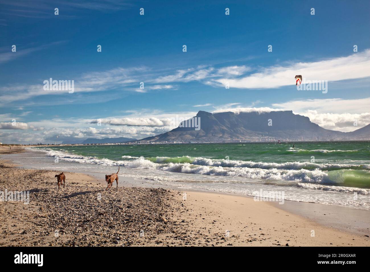 Beach impression at Bloubergstrand with views of Table Mountain and ...