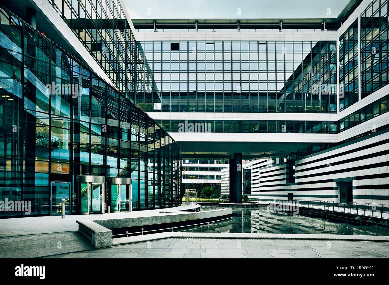 Atrium of a modern building, Stuttgart, Baden-Wuerttemberg, Germany ...