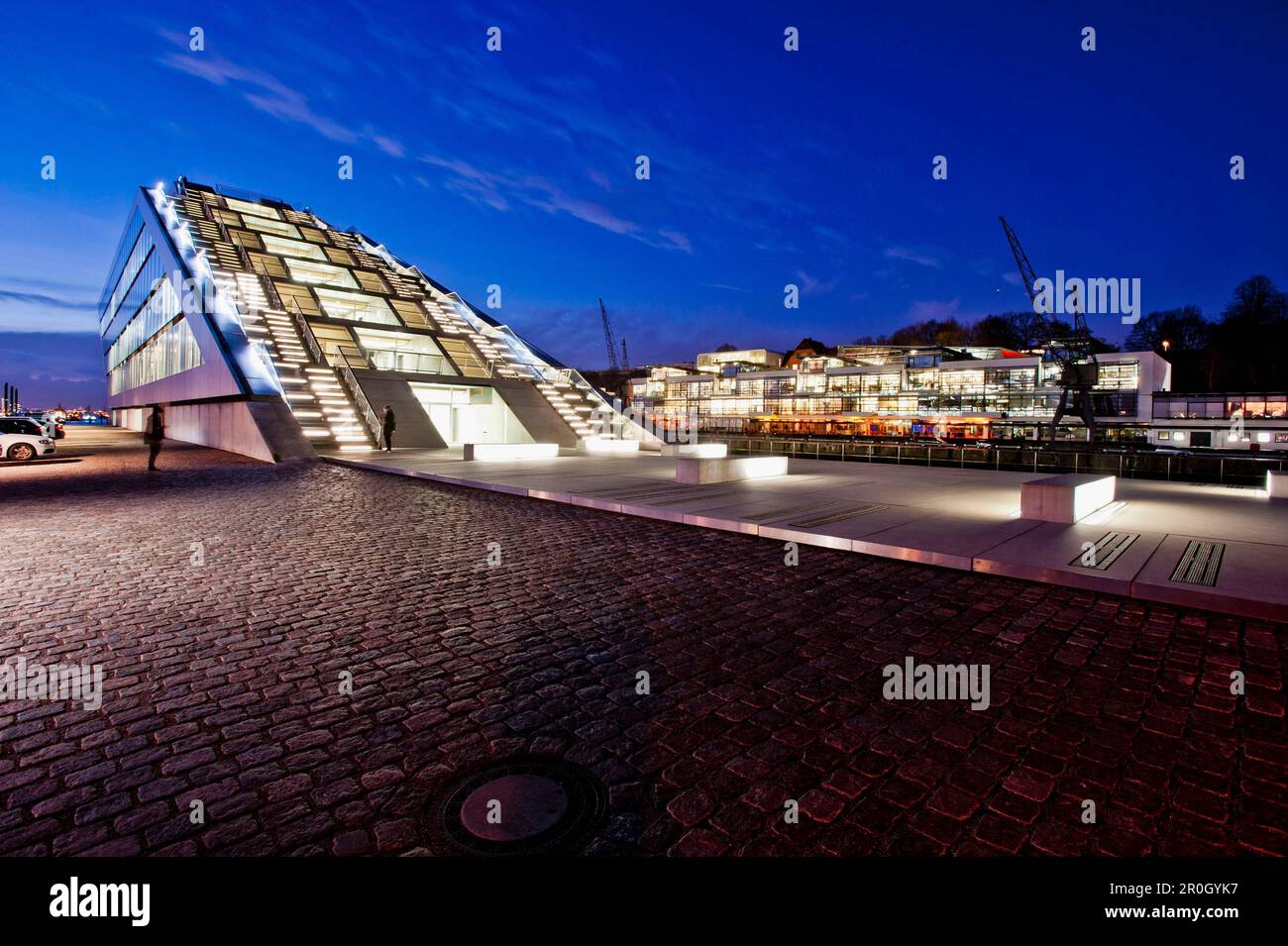 Dockland at dusk, modern architecture in Hafencity, Hamburg, Germany ...