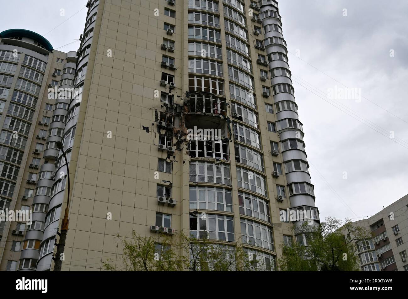 Kyiv, Ukraine. 08th May, 2023. Multi-storey residential building ...