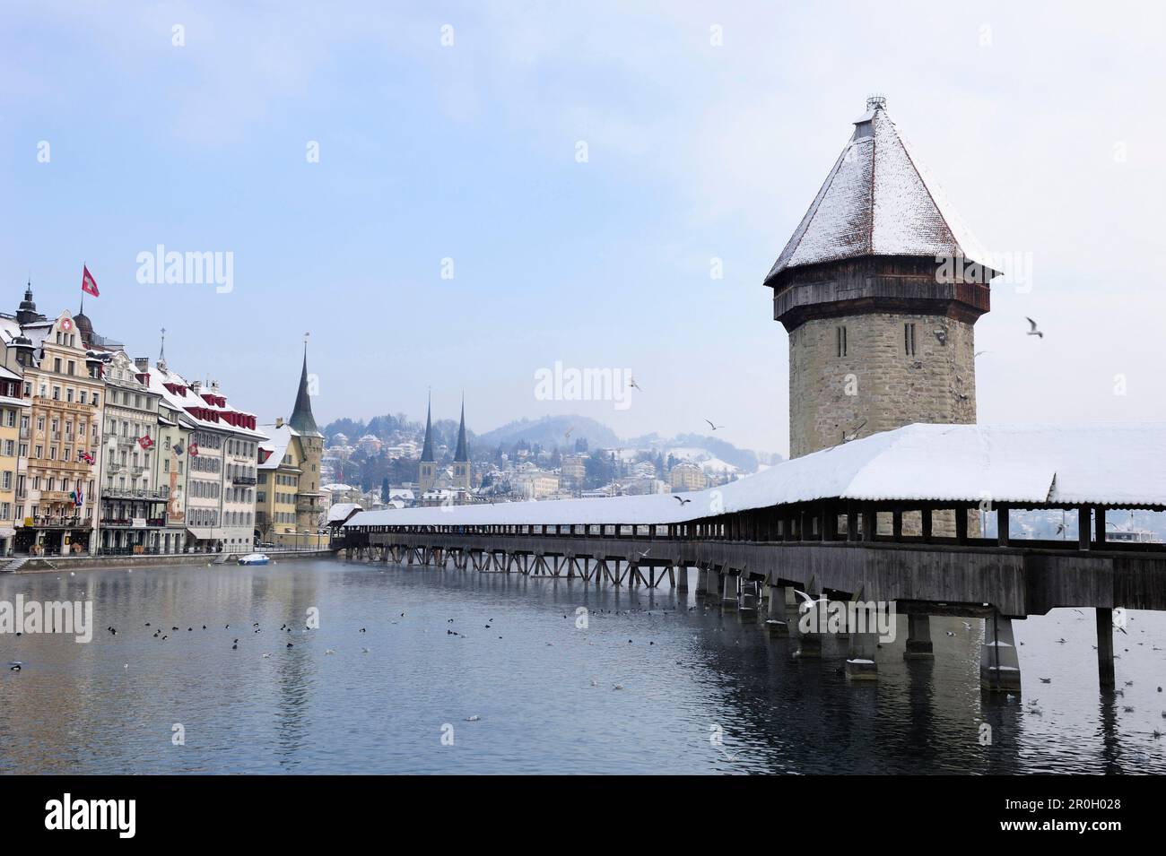 Chapel Bridge, Kapellbruecke with water tower, Wasserturm and covered ...