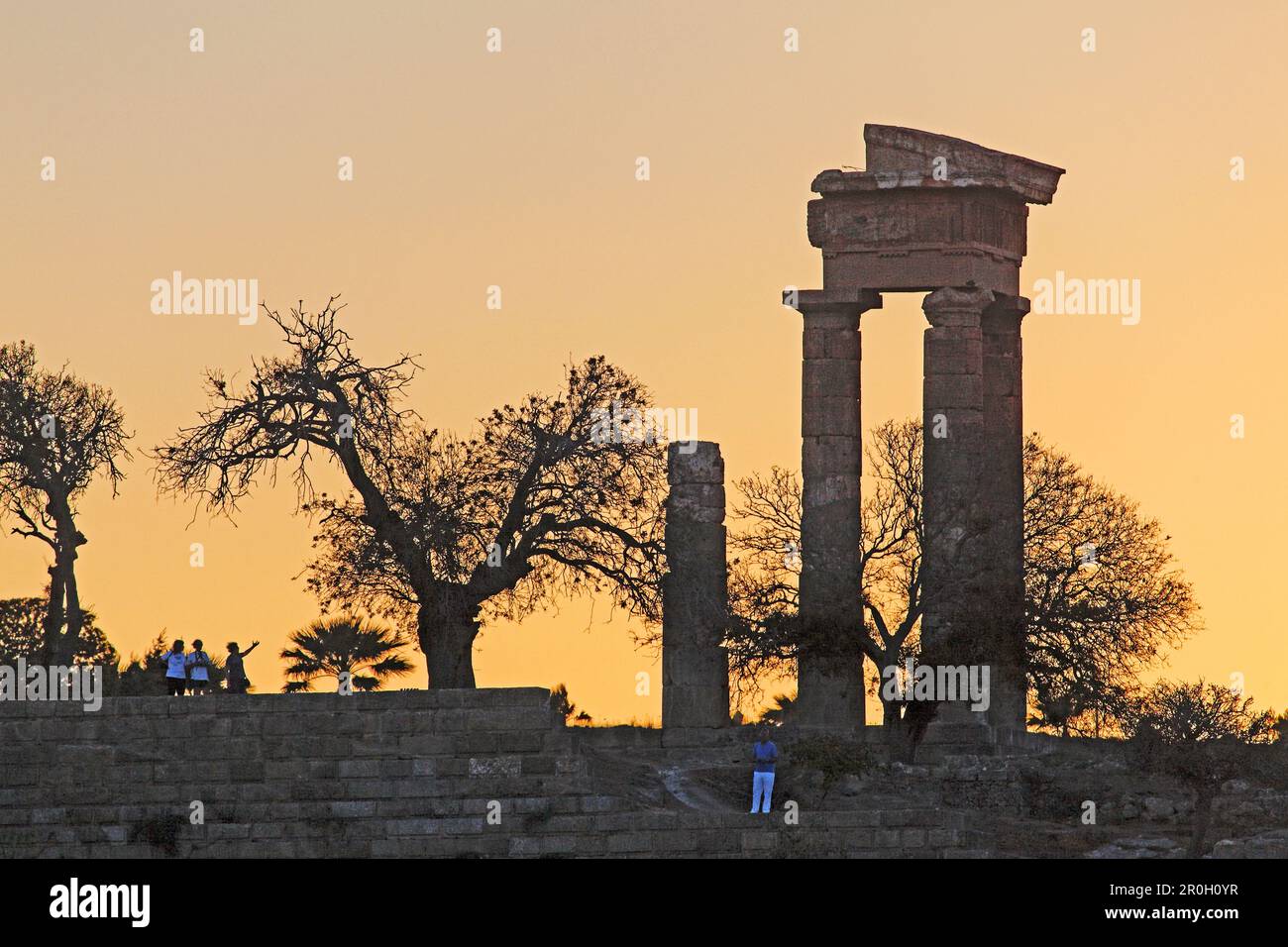Temple of Pythion Apollo at dusk, Monte Smith, Rhodes town, Rhodes ...