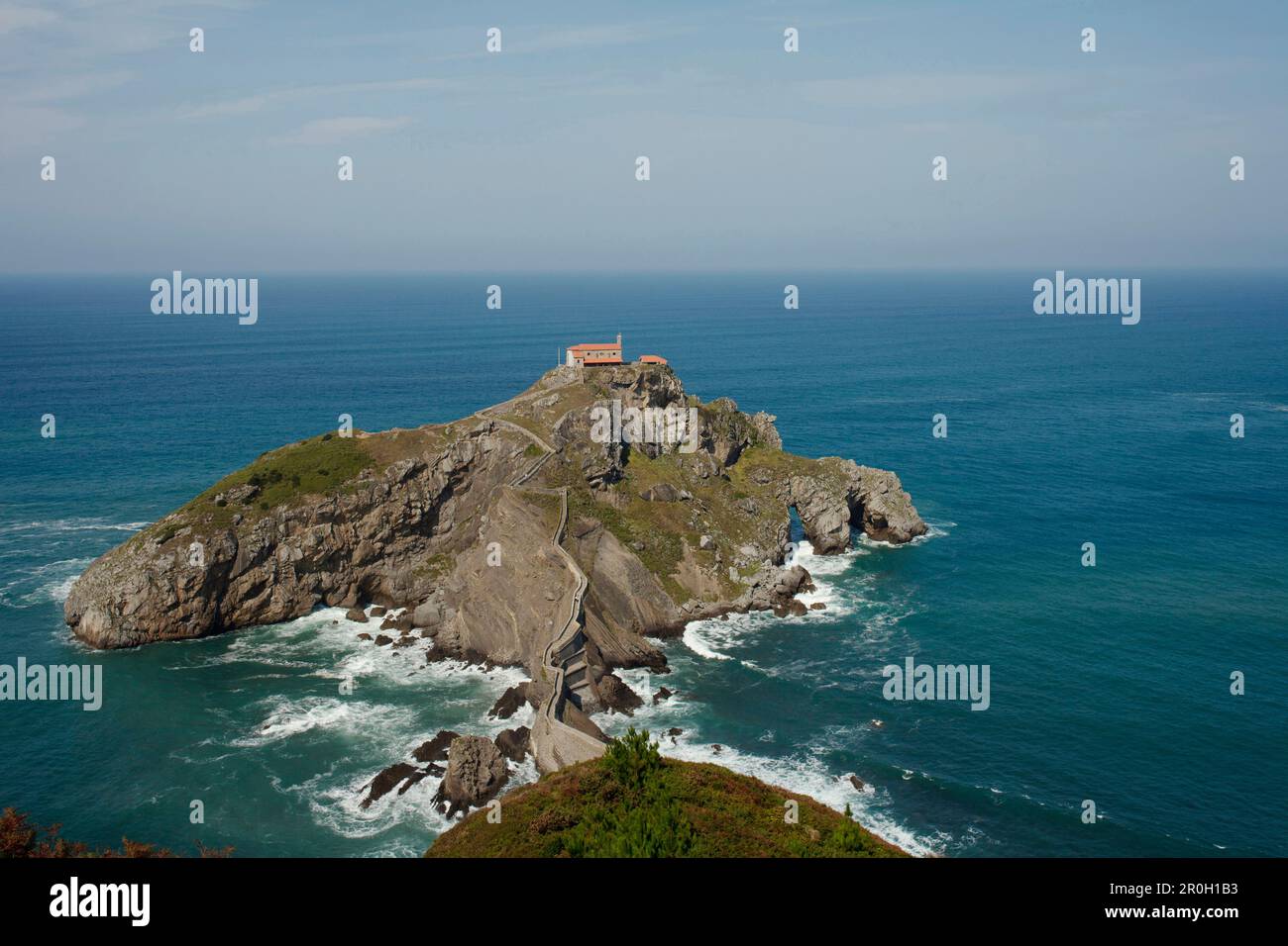 Seaman's chapel on a rocky island, San Juan de Gaztelugatxe, Cape of ...
