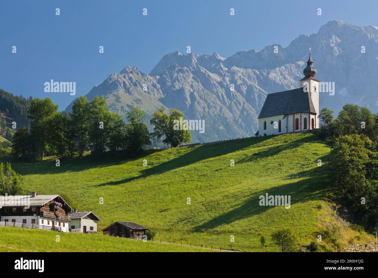 Chapel of Dienten in front of Hochkoenig, Salzburg, Austria, Europe ...