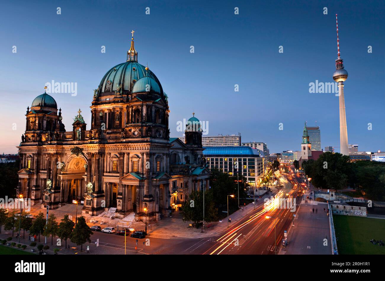 The Berliner Dom, Schlossplatz and the Television Tower, Fernsehturm ...