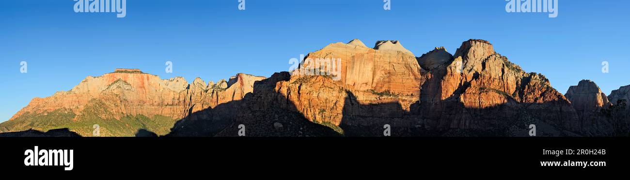 Panorama of Zion National Park with view onto West Temple, Altar of ...
