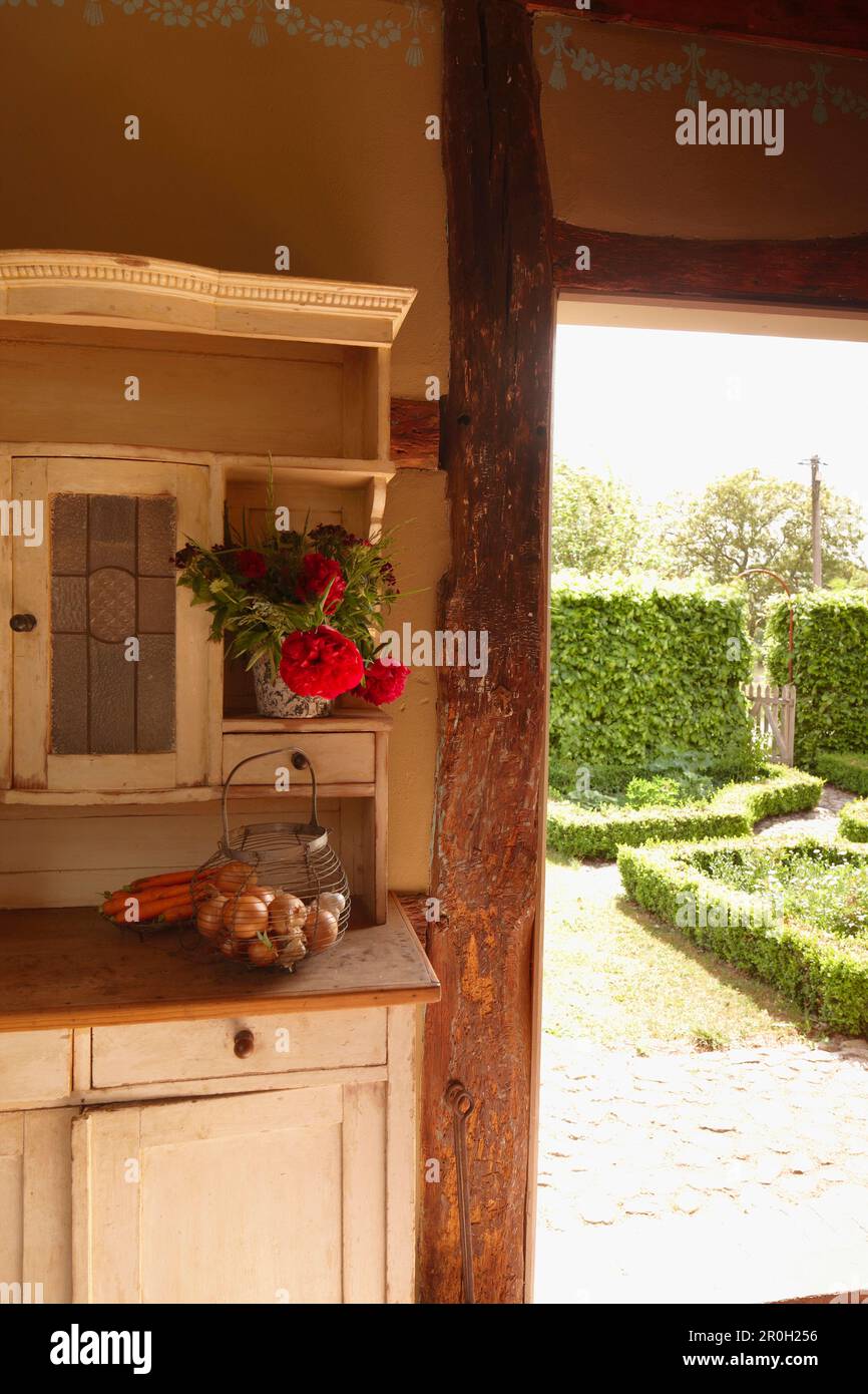 View into a garden, Klein Thurow, Roggendorf, Mecklenburg-Western ...