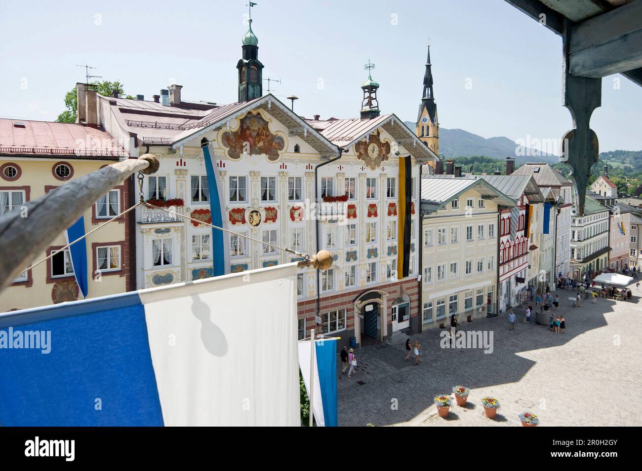 Historic town center, Marktstrasse, Bad Toelz, Bavaria, Germany Stock ...