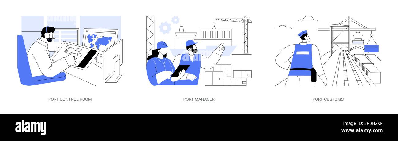 Sea port checkpoint abstract concept vector illustrations Stock Vector ...