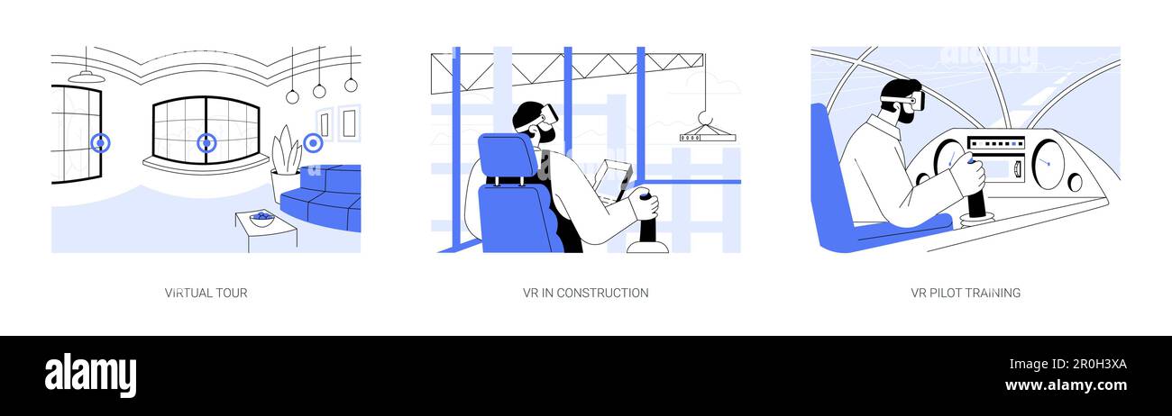 Semi-immersive virtual reality abstract concept vector illustrations ...