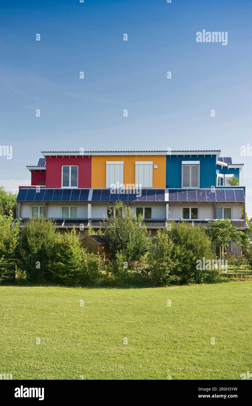 Passive house in the Rieselfeld quarter, Freiburg im Breisgau, Black ...