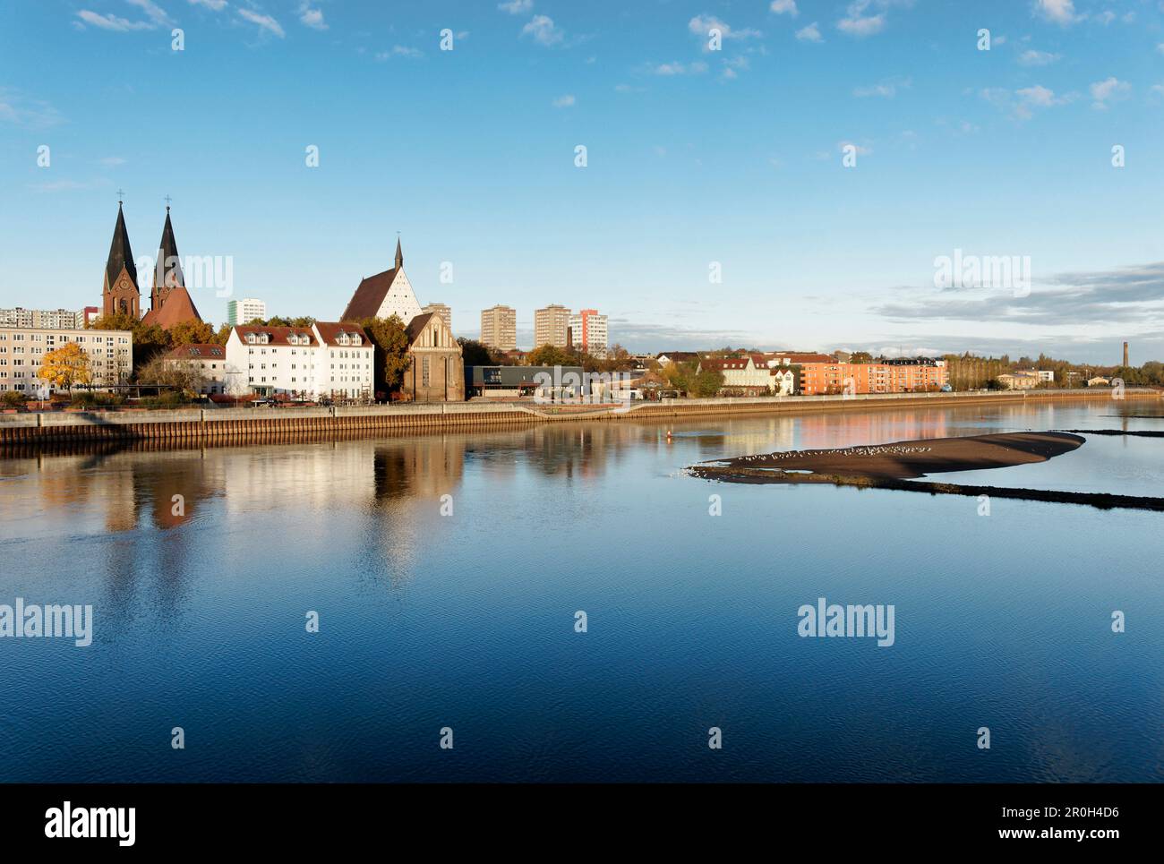 View over Oder river onto Friedenskirche (Church of Peace) and Concert ...
