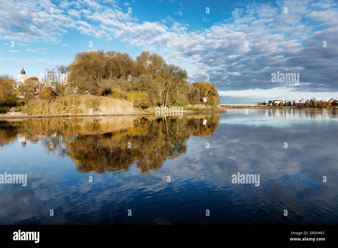 View over Oder river onto St. Mary's Church in Frankfurt/Oder and ...