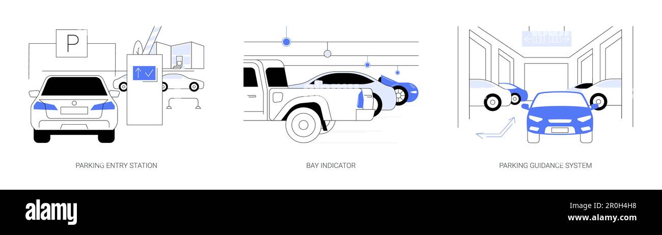 Smart parking management system abstract concept vector illustrations ...