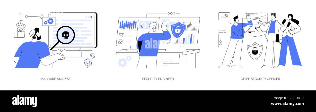 Cybersecurity professions abstract concept vector illustrations Stock ...