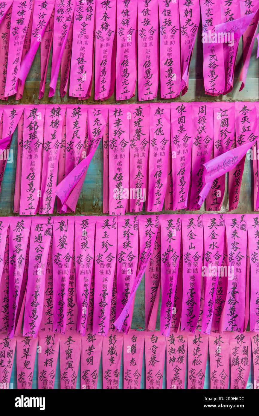 Prayer and wish lists in the Thien Hau pagoda in Saigon, south Vietnam ...