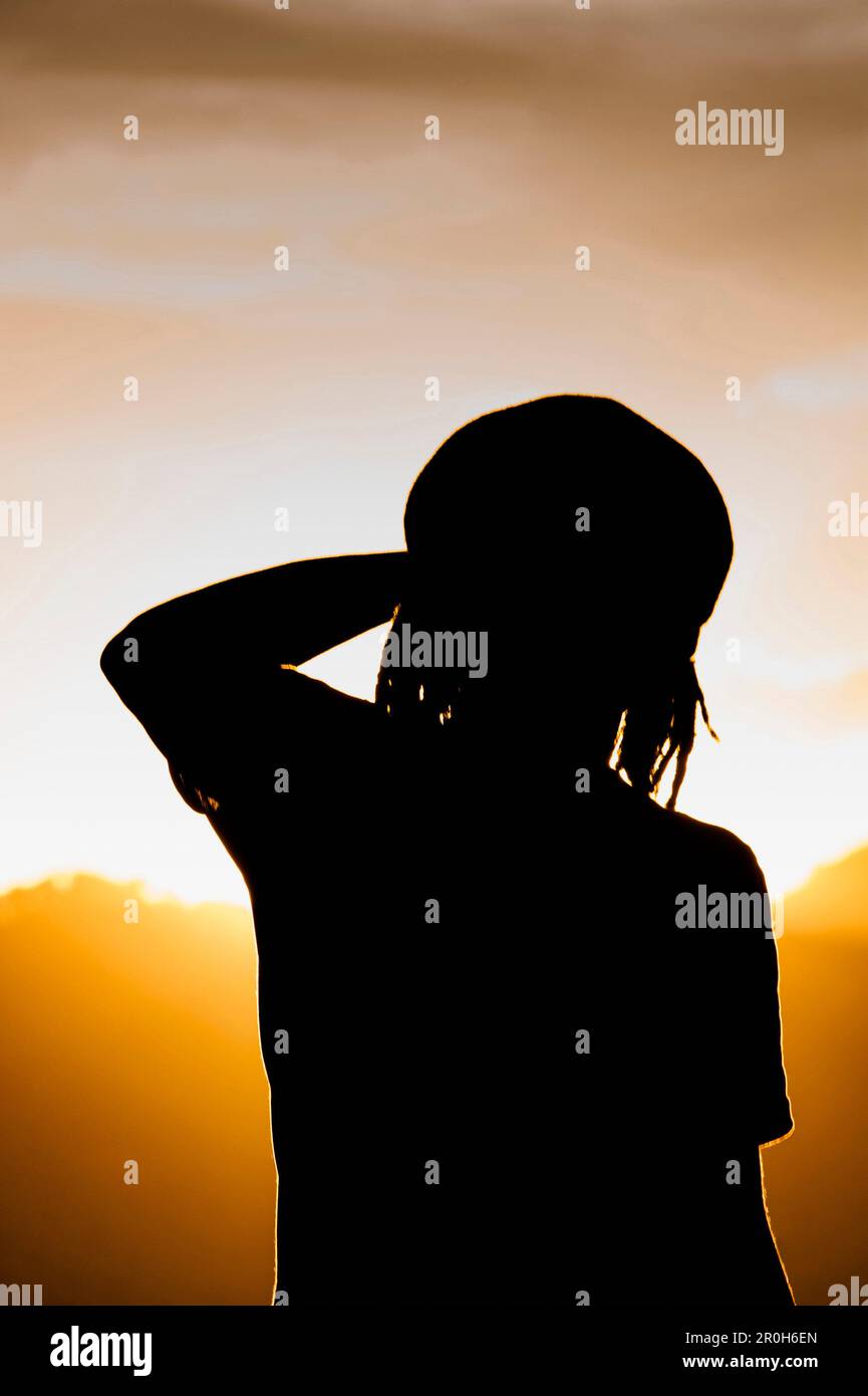 Rasta enjoying the caribbean sunset, St. Lucia, Windward Islands ...
