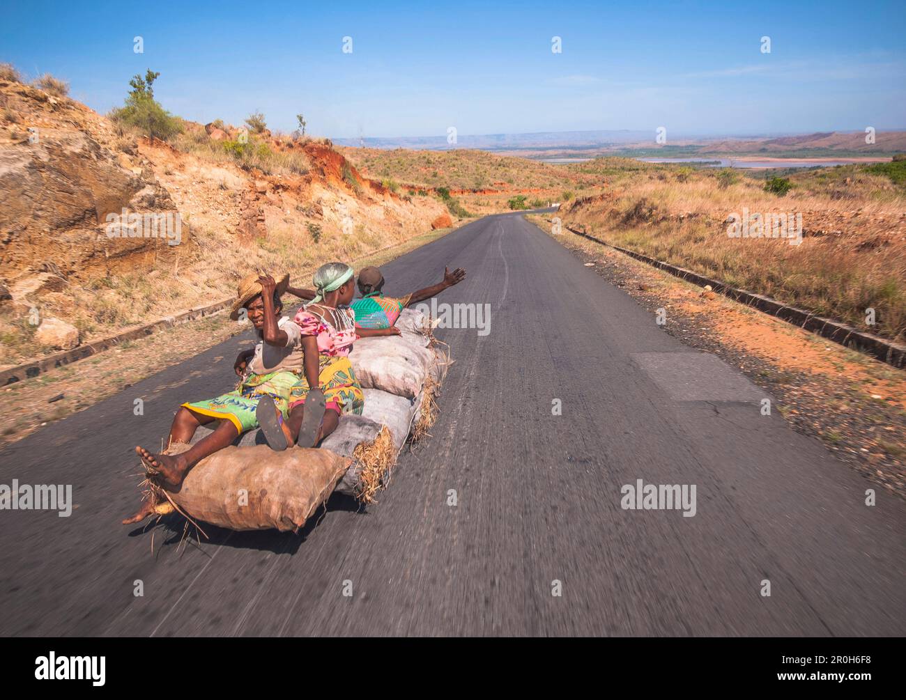 Cart rolling down a street, Miandrivazo, Madagascar, Africa Stock Photo ...
