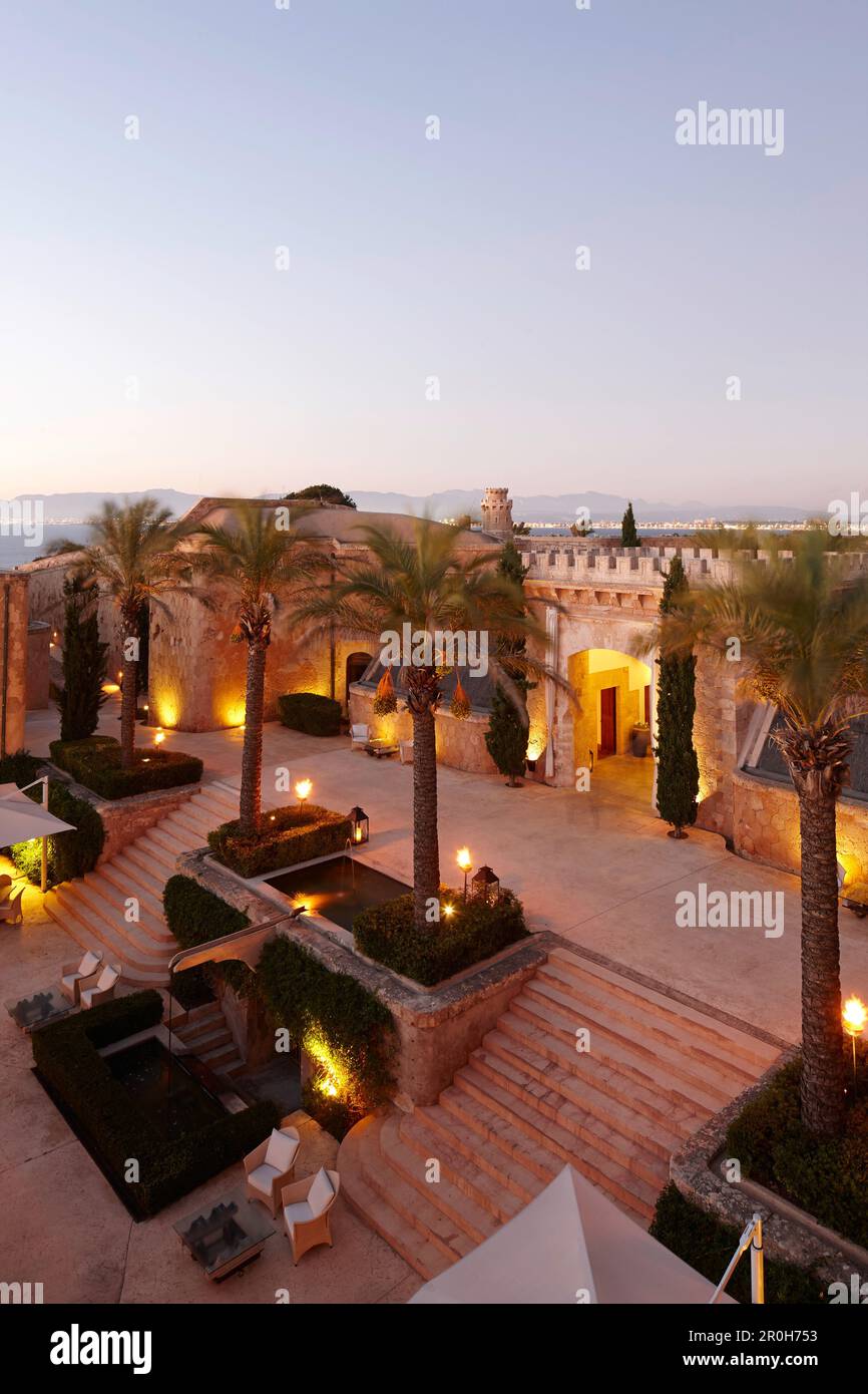 Courtyard with restaurant La Fortaleza Las Jaimas, Hotel Cap Rocat ...