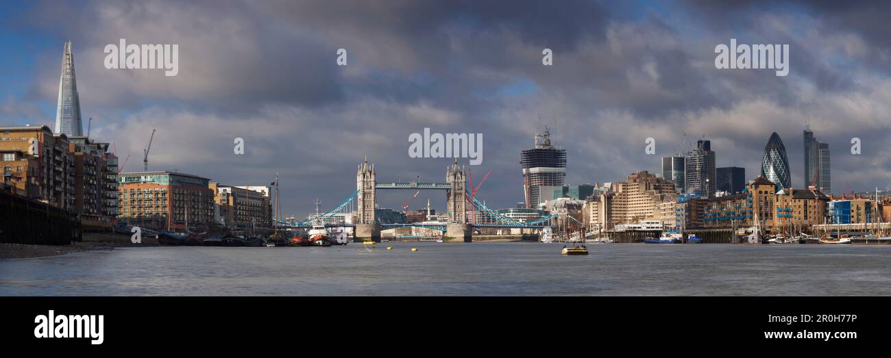 Panorama of the City of London from the docks with the views over the ...