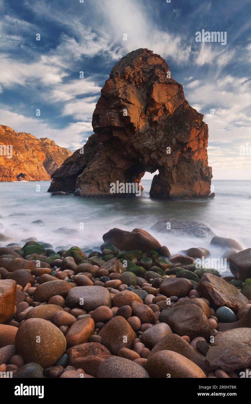Rock arch at the Boca de Inferno at the western end of Europe in the ...