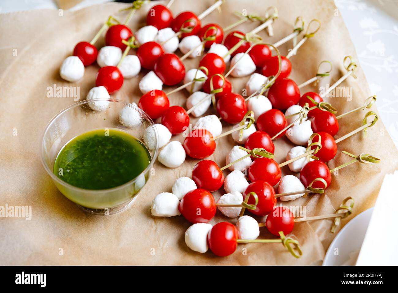 Delicious Appetizer Caprese Canapes on Skewers. A colourful appetiser ...