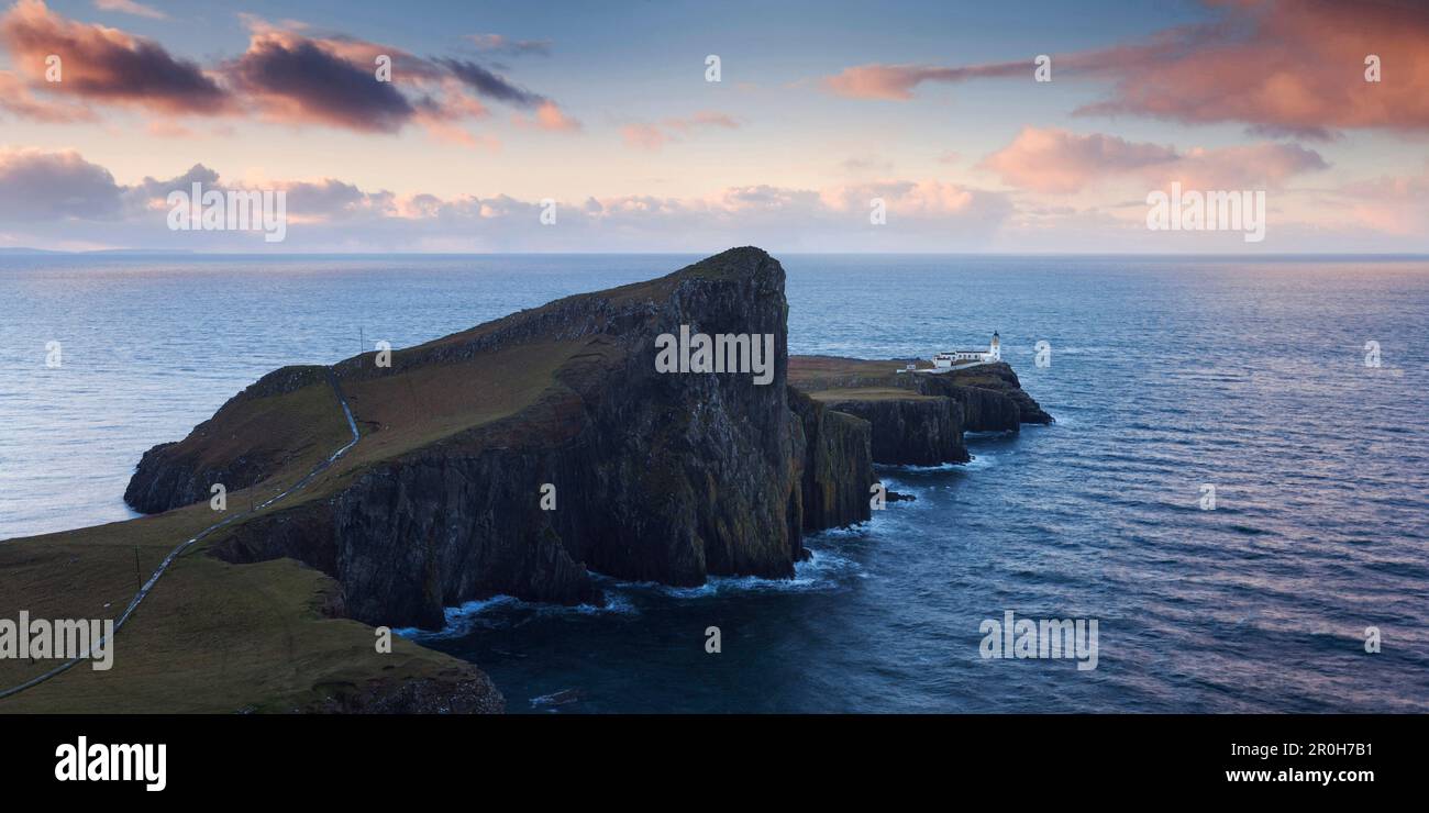 Sunrise above the impressive cliff of Neist Point on the western end of ...