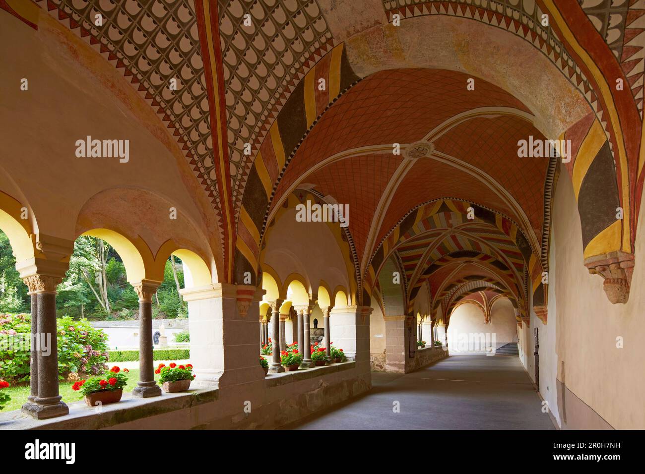 Cloister of former Sayn abbey, Fresco, Sayn, Bendorf-Sayn, Mittelrhein ...