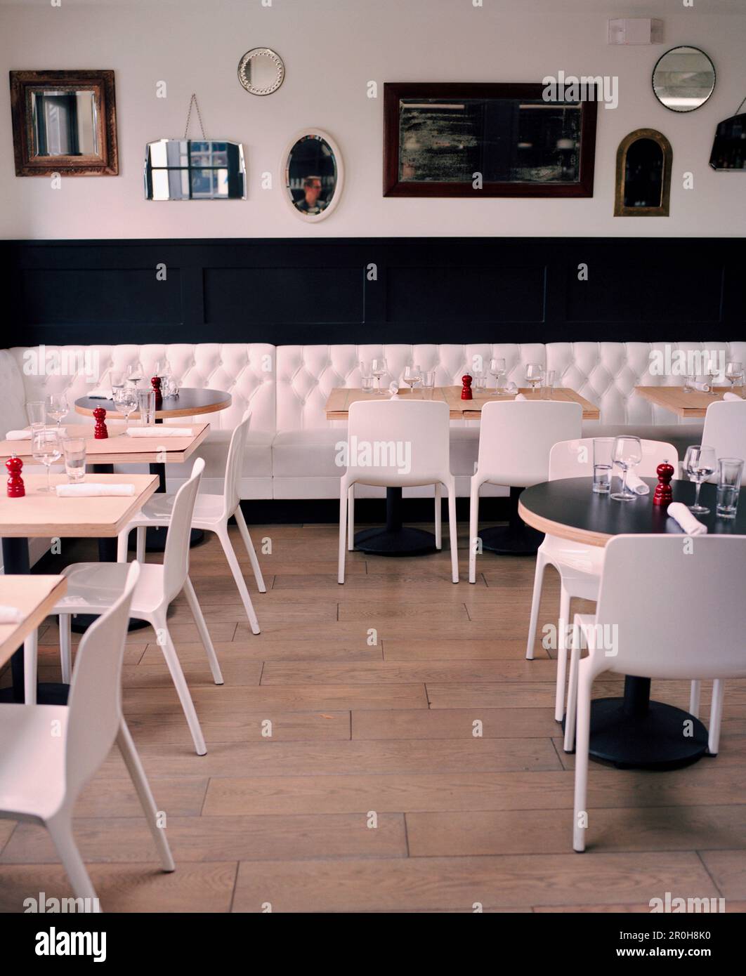 USA, California, Los Angeles, interior of Comme Ca Restaurant Stock ...