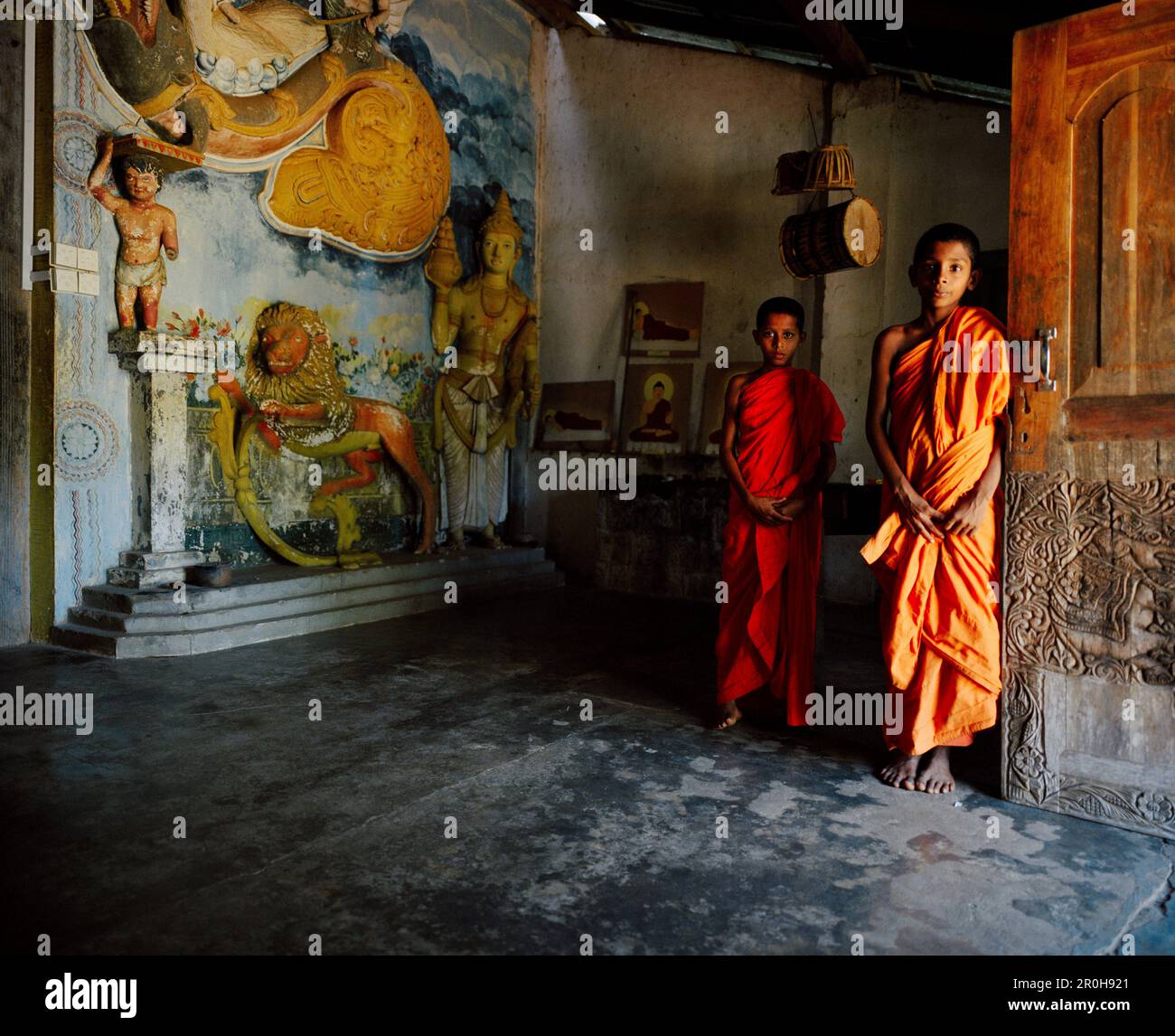 SRI LANKA, Asia, portrait of two young monks standing in the ...