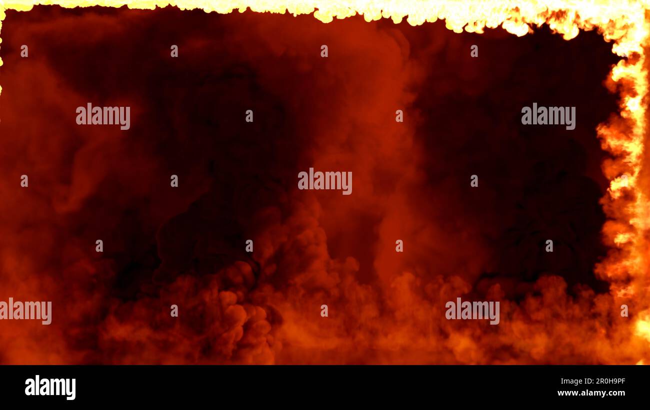 Square frame of blazing red lines of fire, isolated - object 3D ...