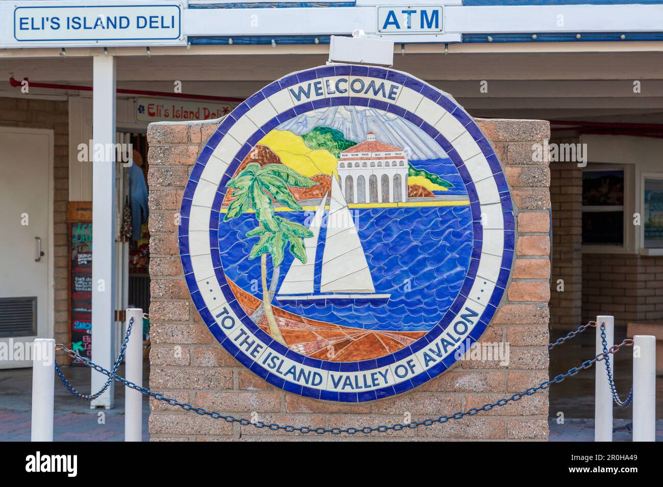 Welcome sign, Avalon City, Catalina Island, Southern California, USA ...