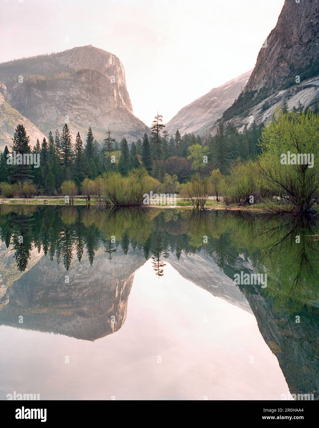 USA, California, Yosemite National Park, Mirror Lake with reflections of Half Dome and Mount ...
