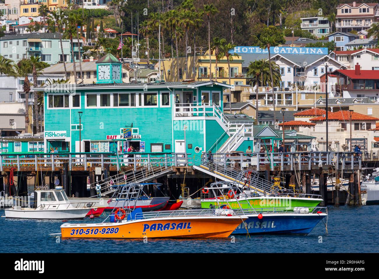 Green Pier, Avalon City, Catalina Island, Southern California, USA ...