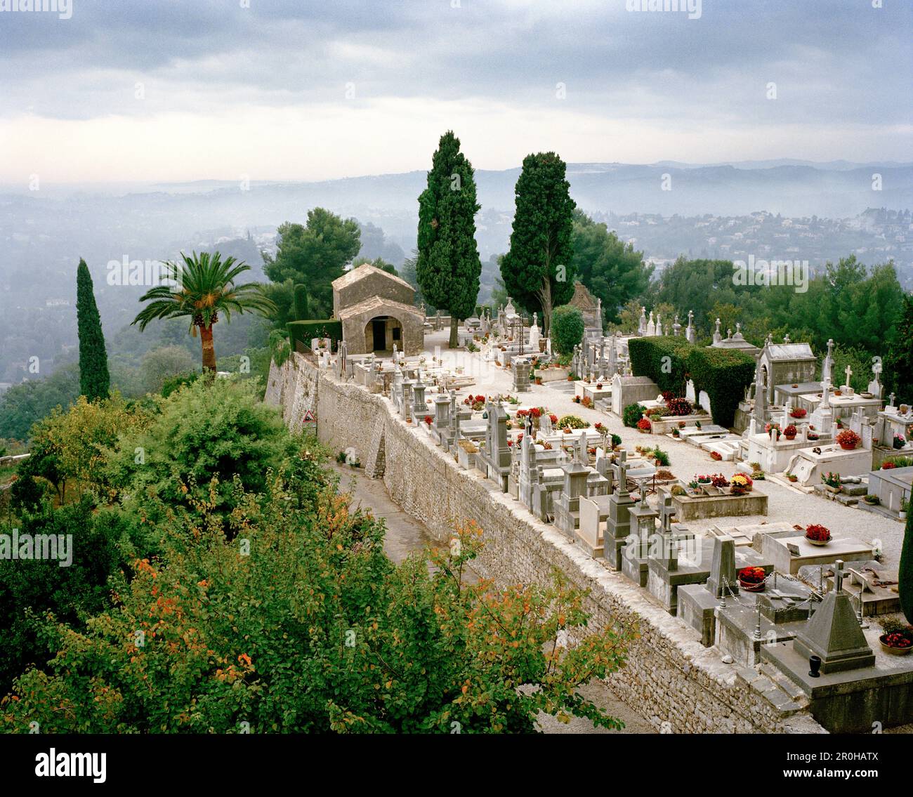 FRANCE, cemetery surrounded with trees, Saint-Paul de Vence Stock Photo ...