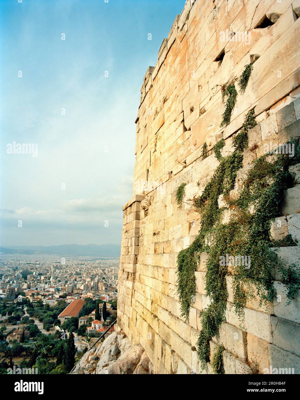 GREECE, Athens, view of the city from the Acropolis entrance at the top ...