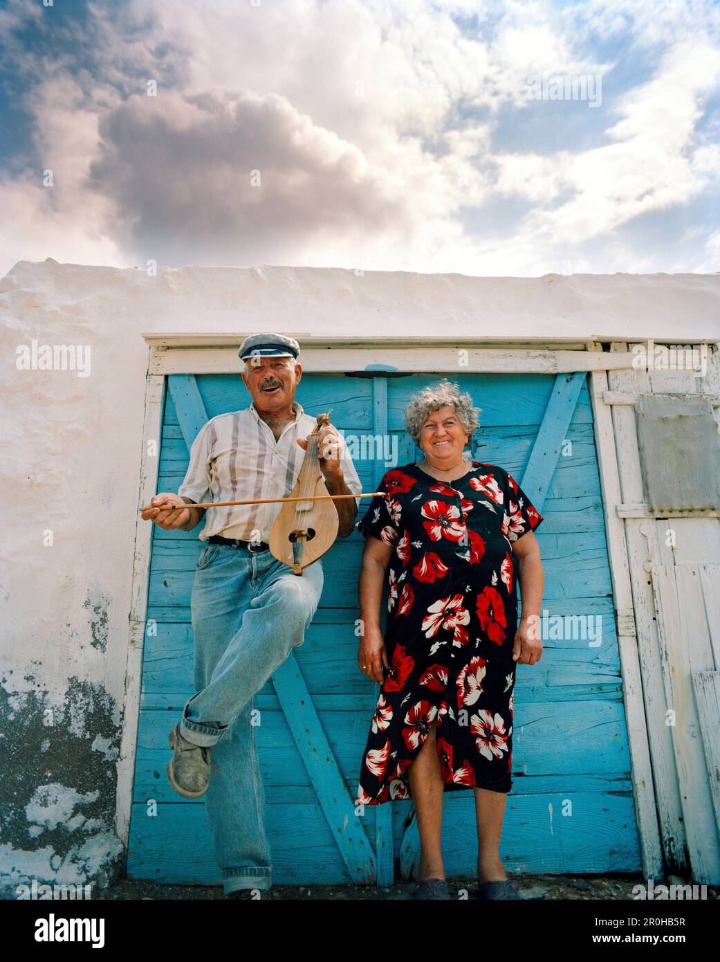 GREECE, Patmos, Diakofti, Dodecanese Island, portrait of Mihalis with ...
