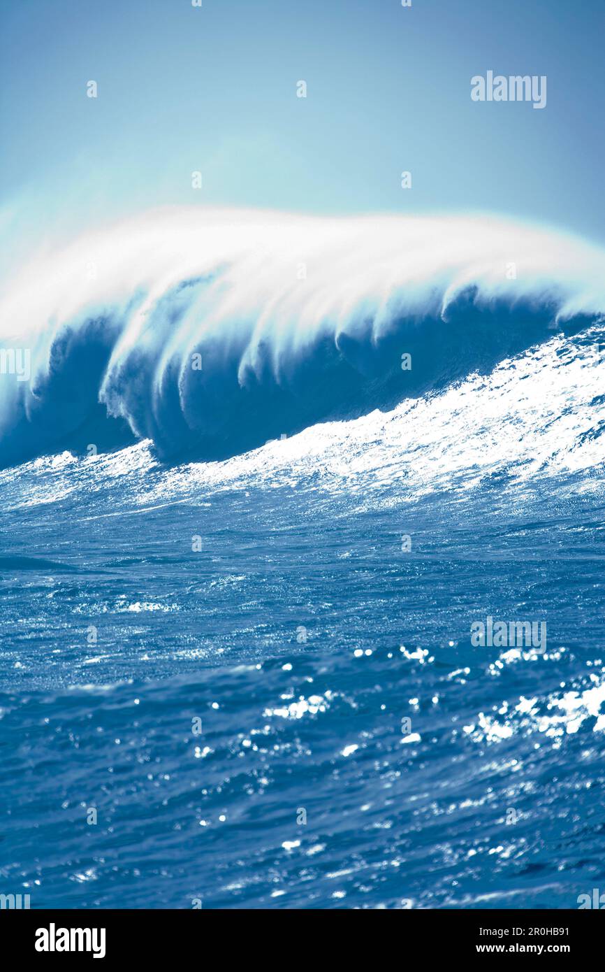 USA, Hawaii, large ocean wave at Waimea bay, the North Shore of Oahu ...