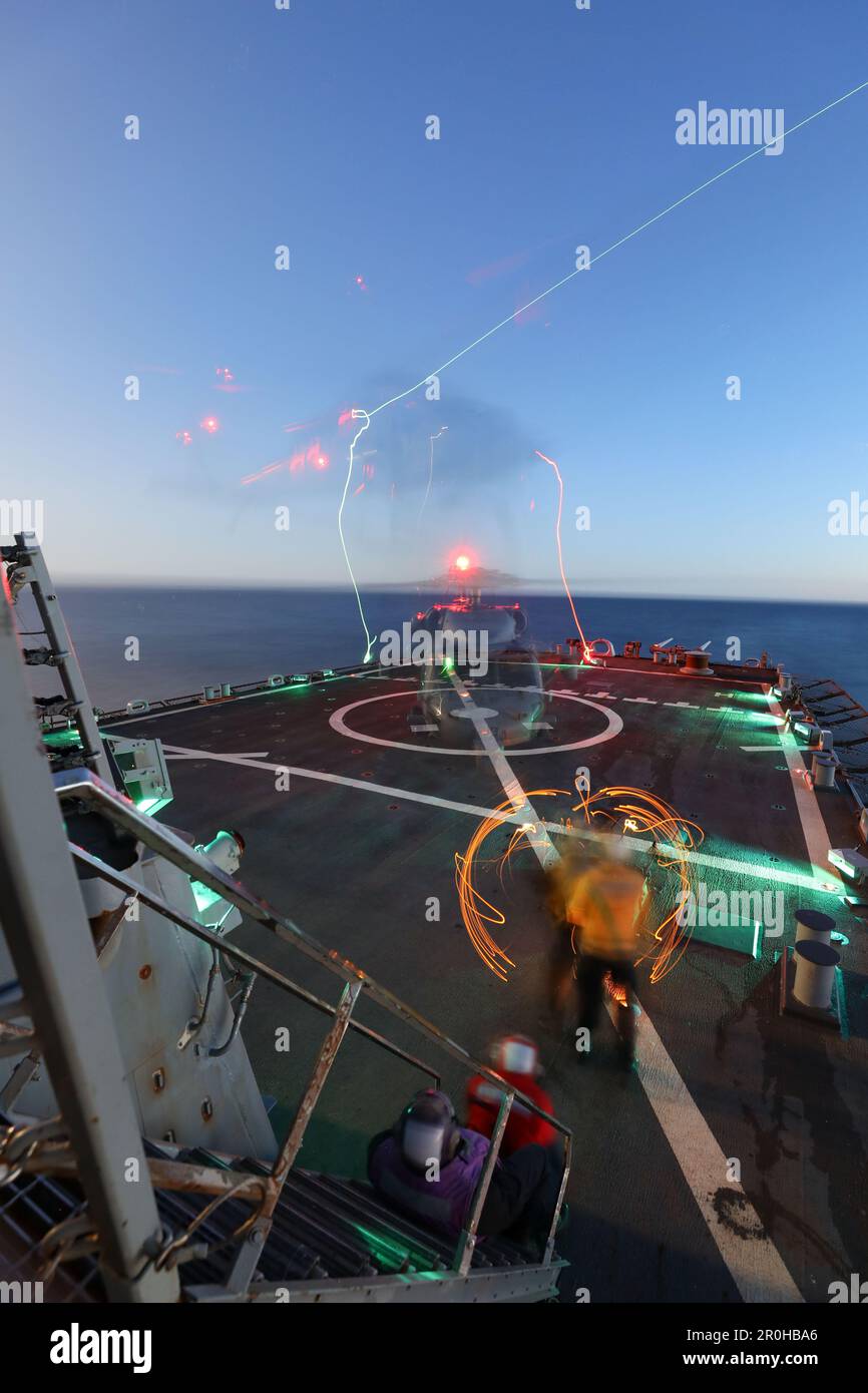 ATLANTIC OCEAN (May 4, 2023) An MH-60 Sea Hawk takes off from the ...