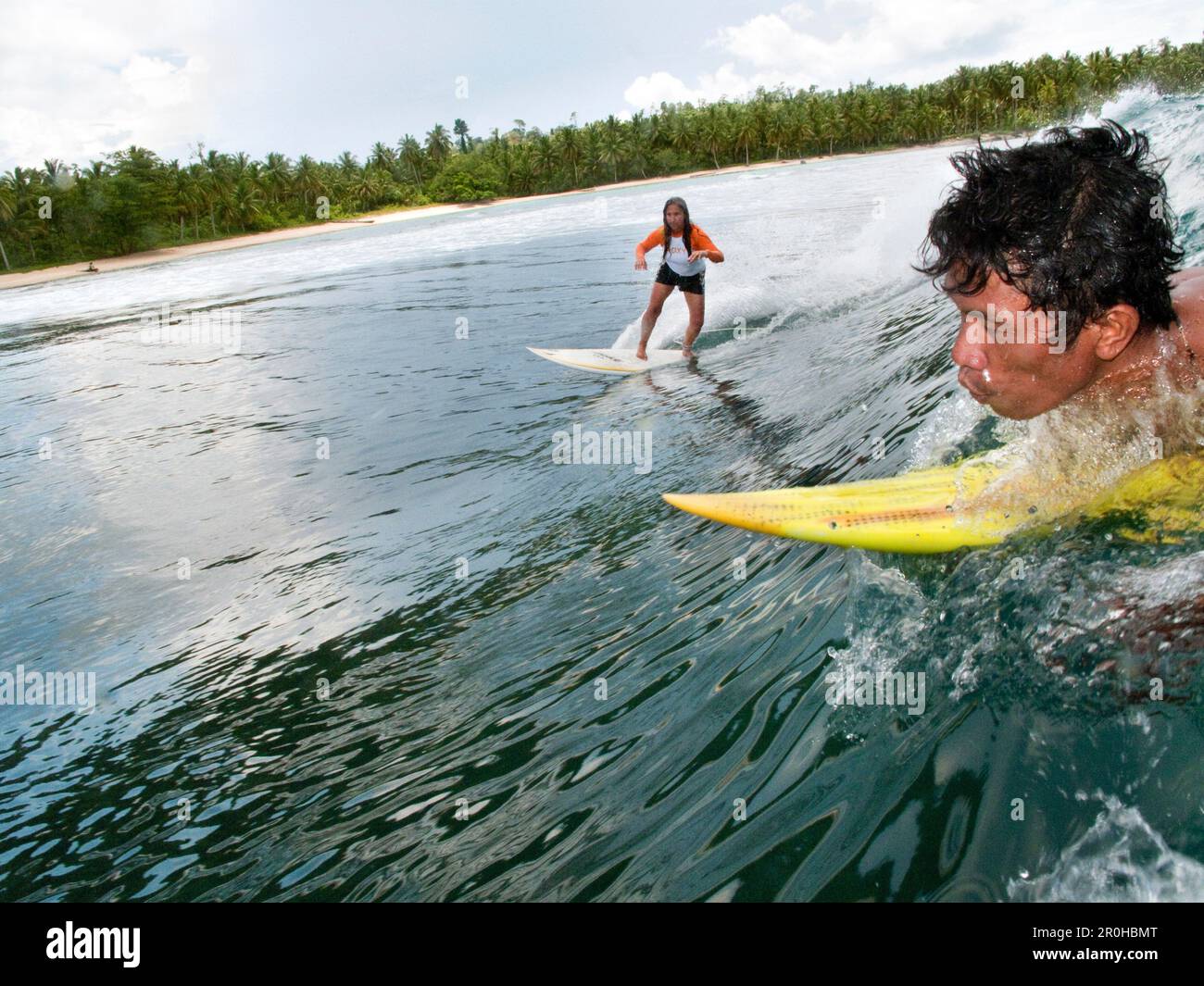 INDONESIA, Mentawai Islands, surfing a wave at Beng Beng Stock Photo ...