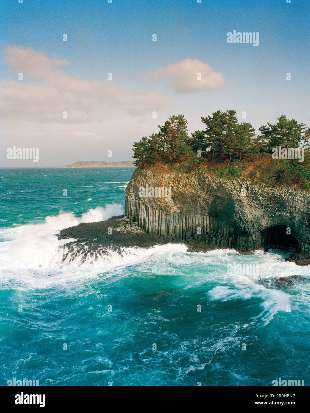 JAPAN, Kyushu, cliffs and trees nest to the Sea of Japan Stock Photo ...