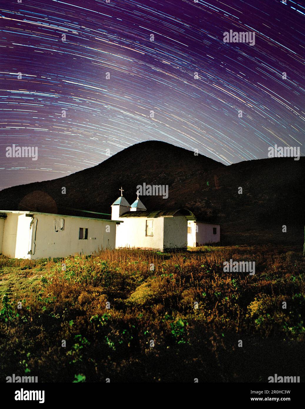 MEXICO, Baja, church and stars at night, San Benitos Islands Stock ...
