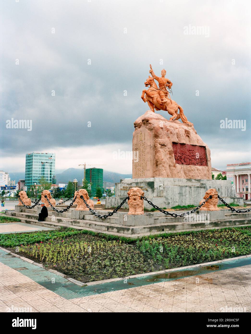 MONGOLIA, Chinggis Khan statue against cloudy sky, Ulaanbaatar Stock ...