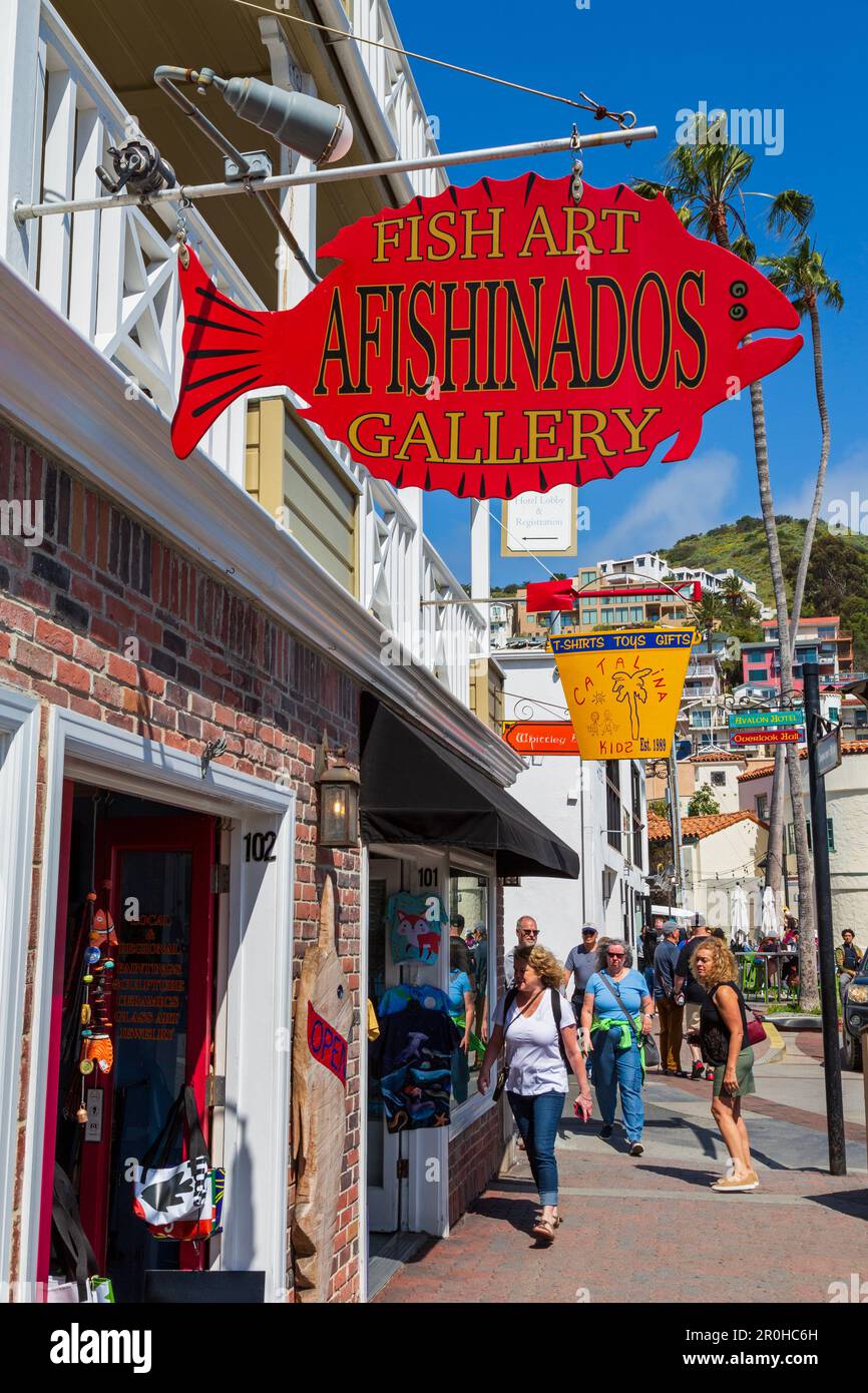 Crescent Avenue, Avalon City, Catalina Island, Southern California, USA ...