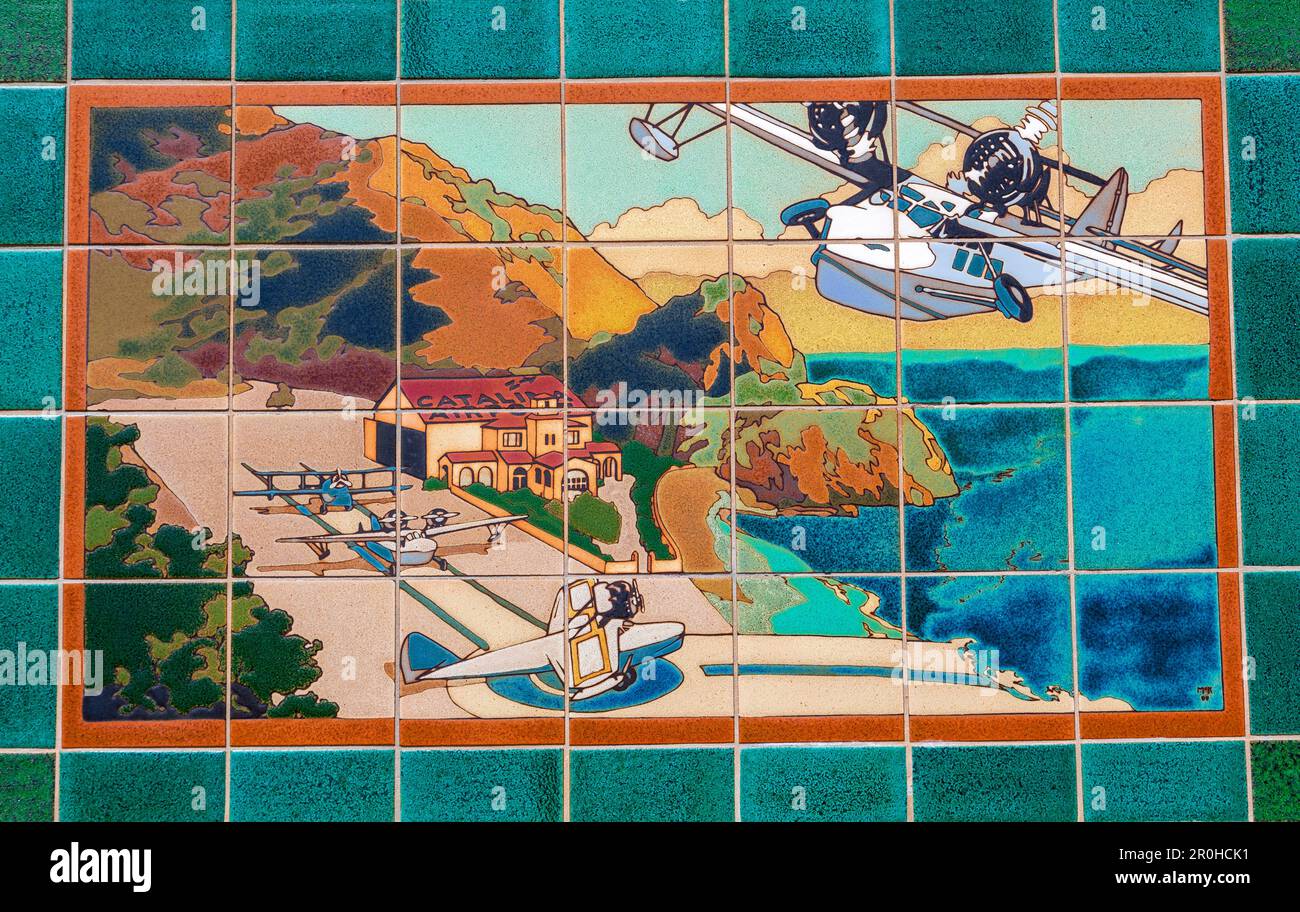 Tile mural, Avalon City, Catalina Island, Southern California, USA ...