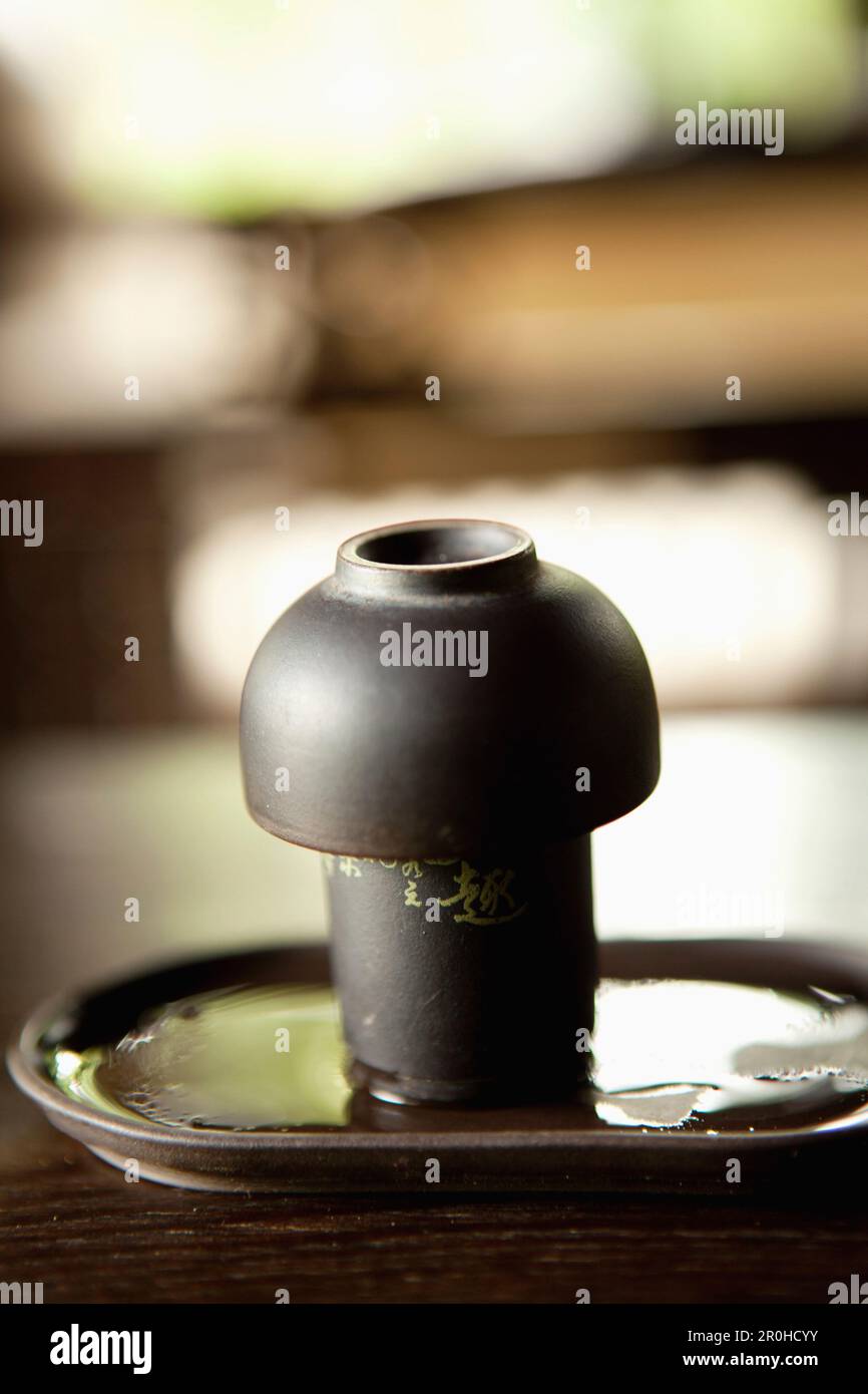 VIETNAM, Hue, details of tea and a small tea cup at the residence of ...