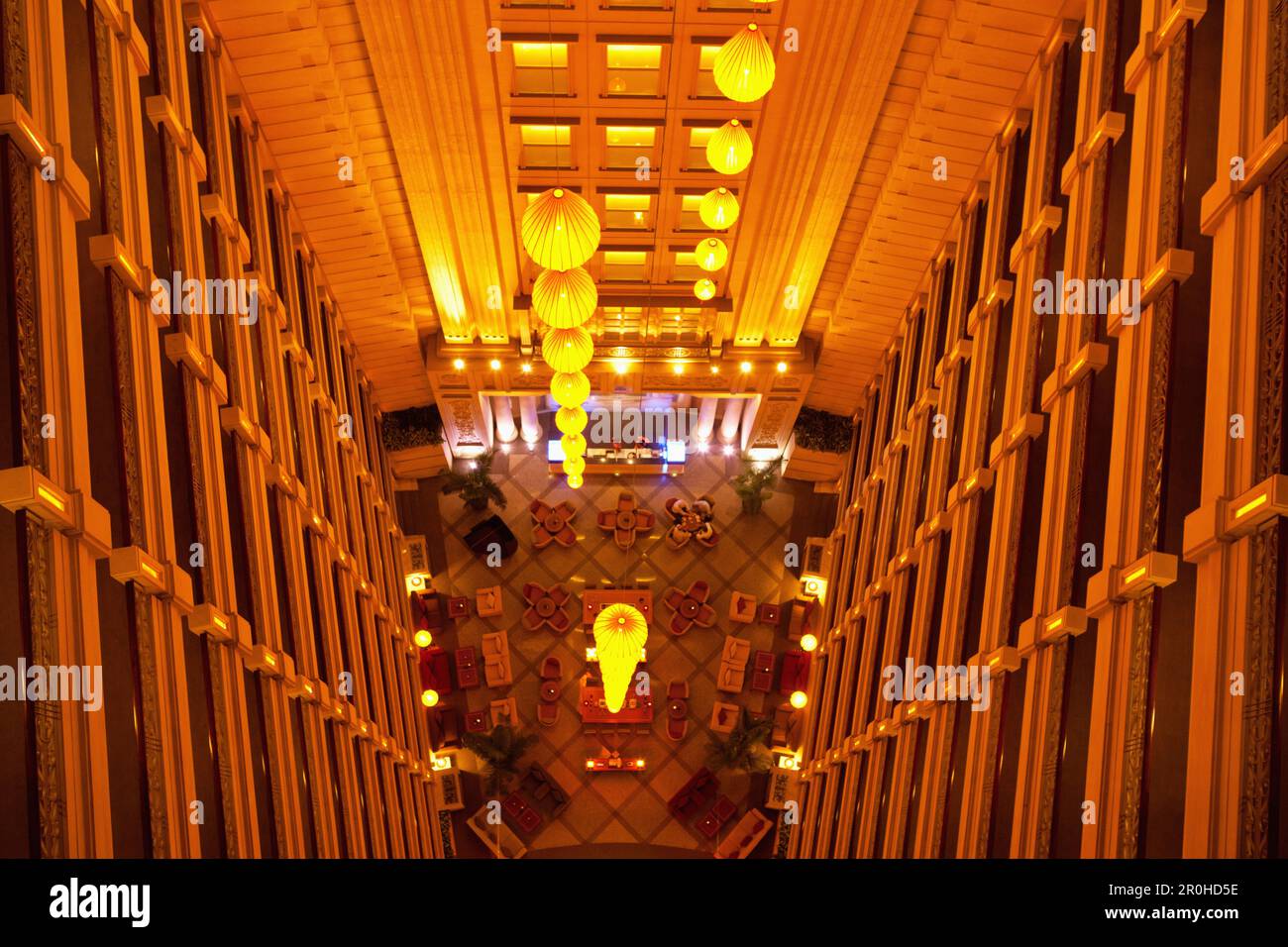 VIETNAM, Saigon, Ho Chi Minh City, looking down into the lobby of the ...