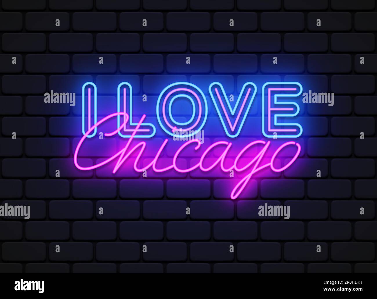 I Love Chicago Neon Sign. American chicago neon for banner design ...